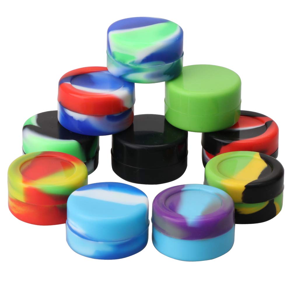 XIFEI Non-Stick Food Grade Silicone Wax Containers 5ml Non Stick Wax Oil Multi Use Storage Jars,10Pcs different color