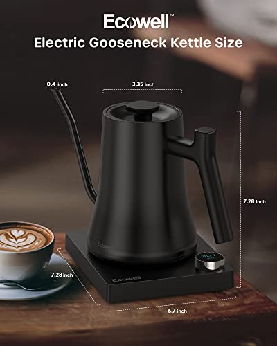 ECOWELL Electric Gooseneck Kettle, Ultra Fast Boiling Kettle 100% Stainless Steel for Pour-over Coffee & Tea, Leak-Proof Design, Auto Shutoff Anti-dry Protection, 1200W-0.8L, Matte Black, WMTS01