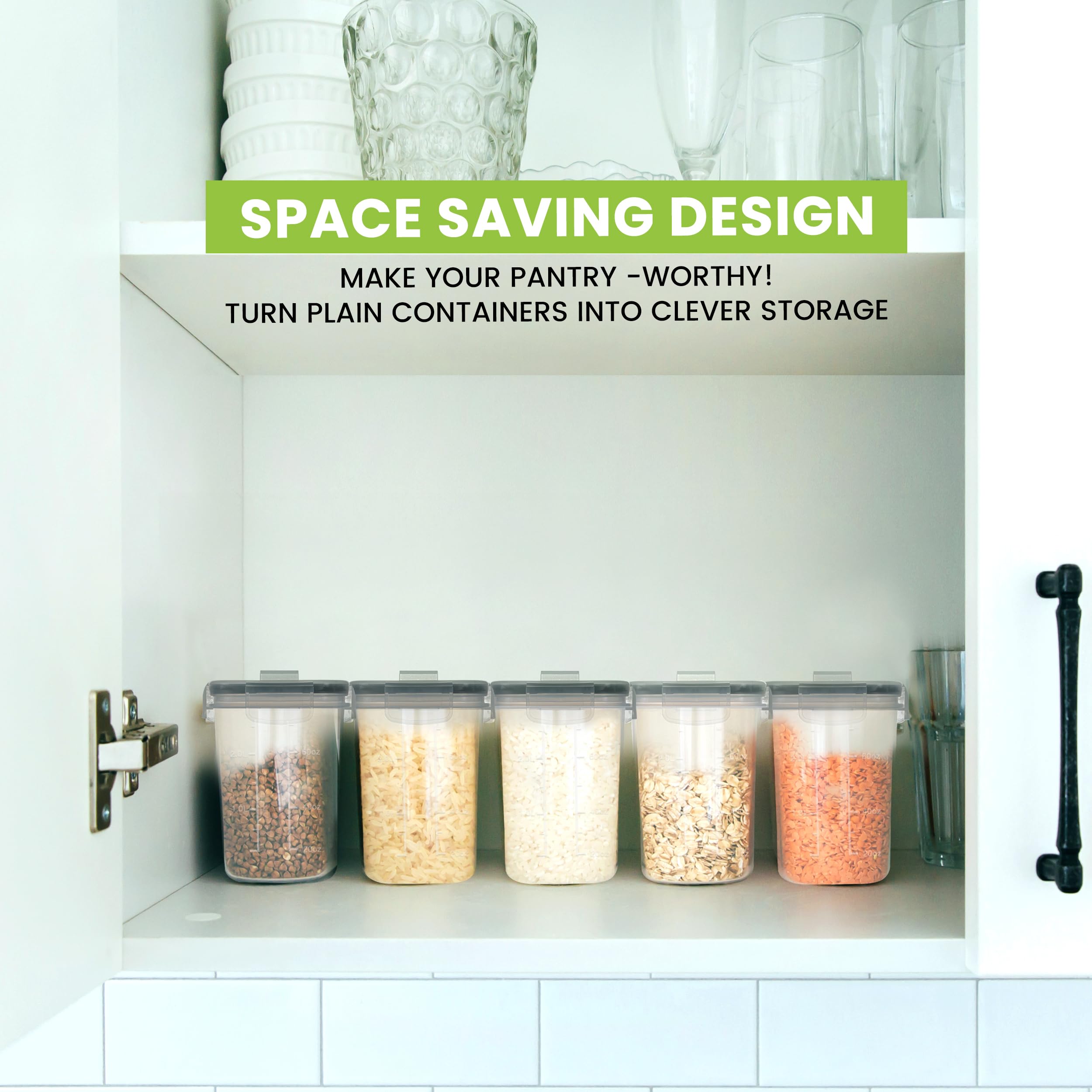 Utopia Kitchen Cereal Containers Storage - Liter Airtight Food Storage Containers & Cereal Dispenser For Pantry Organization And Storage (Clear, 2 Liter Pack of 4)