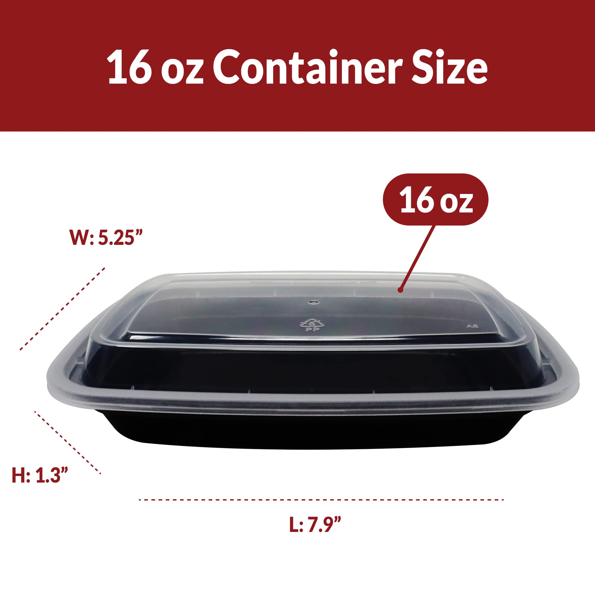 Reli. Meal Prep Containers, 16 oz. | 50 Pack | 1 Compartment Food Container w/Lids | Microwavable Food Storage Containers/To Go | Black Reusable Bento Box/Lunch Box Containers for Food/Meal Prep