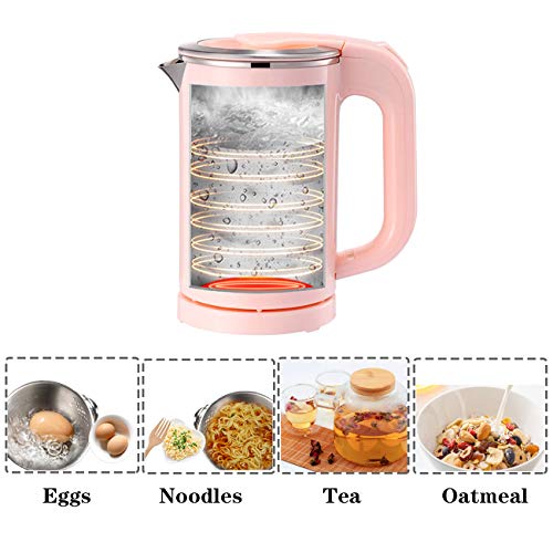Eglaf 0.5L Small Electric Kettle - Portable Mini Stainless Steel Travel Kettle - Water Touch Inner Surface without Plastic & Cool Touch Outer Surface (Pink)