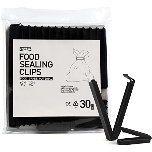 DIYASY Food Bag Clips,30 Pack Plastic Snack Sealing Clip for Food Storage & Packages Assorted Sizes