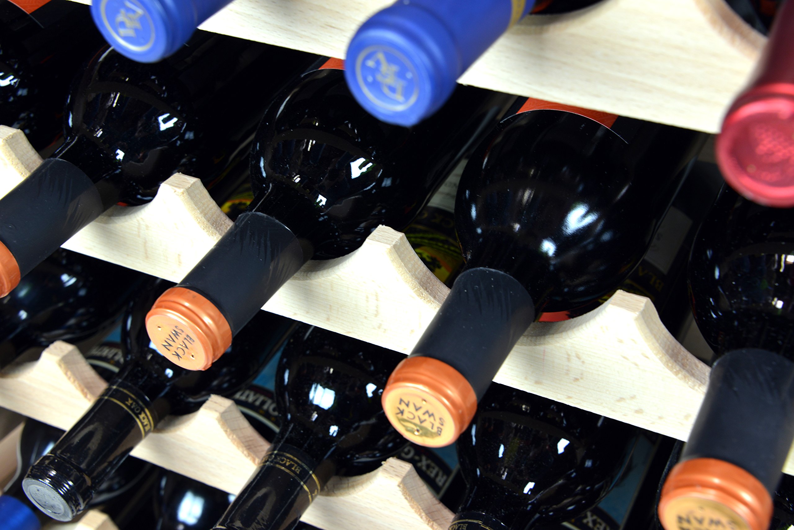 Modular Wine Rack Pine Wood 32-96 Bottle Capacity Storage 8 Bottles Across up to 12 Rows Stackable Newest Improved Model (48 Bottles - 6 Rows)