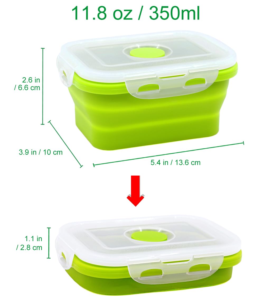 FUSMYE 3 PCS Collapsible Silicone Snack Containers Leak Proof, 11.8 oz Small Bento Box with Lids, Fruits Soups Food Storage For Kitchen, Camping, BPA Free, Microwavable