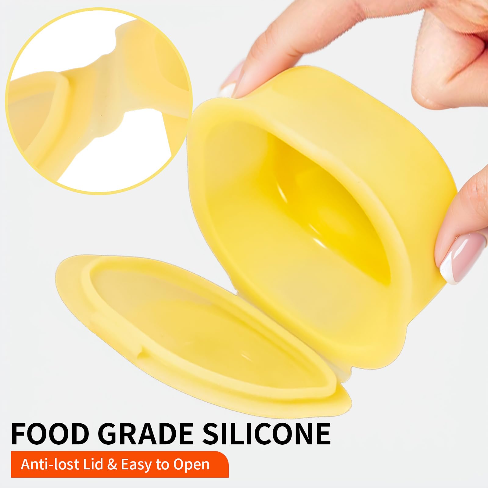 Silicone Cheese Container for Refrigerator, Yellow Sliced Cheese Container Holder Cheese Storage Keeper for fridge, Snack Food Storage Container Box, 7oz Bowl with Lid Stackable Dishwash-safe