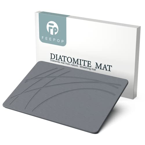 Stone Bath Mat , Diatomaceous Earth Shower Mat Nonslip Super Absorbent Quick Drying Bathroom Floor Mat for Kitchen Counter , Natural Bathroom Mat Stone Easy to Clean (23.7 x 15 .5inch)