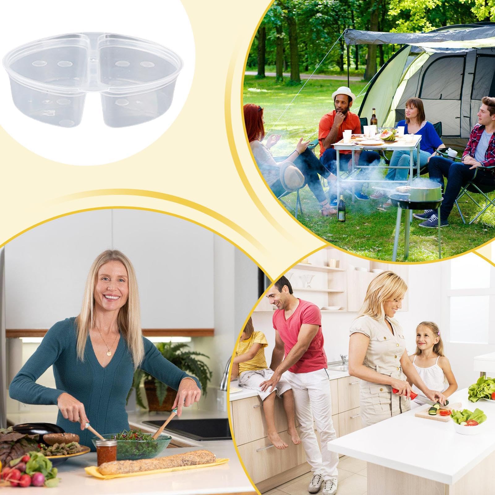 YTGOCN 100 Transparent Condiment Containers Double Condiment Containers With Hinged Lids, Small Snack Containers For Dips, Portable Seasoning Containers