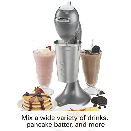 Hamilton Beach Pro Retro Die-Cast Mixer for Milkshakes, Soda Fountain Drinks, Protein Shakes, Whipping Omelets and Pancake Batter, 28 Oz Cup (65120), Gray