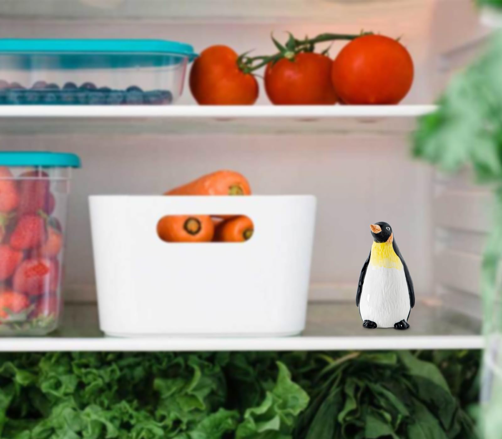 Penguin Baking Soda Holder For Fridge Ceramic Baking Soda Container For Fridge Cute Baking Soda Fridge Holder For Refrigerator Odor Eliminator, Fun Kitchen Gadgets, Baking-Soda Fridge Smell Remover