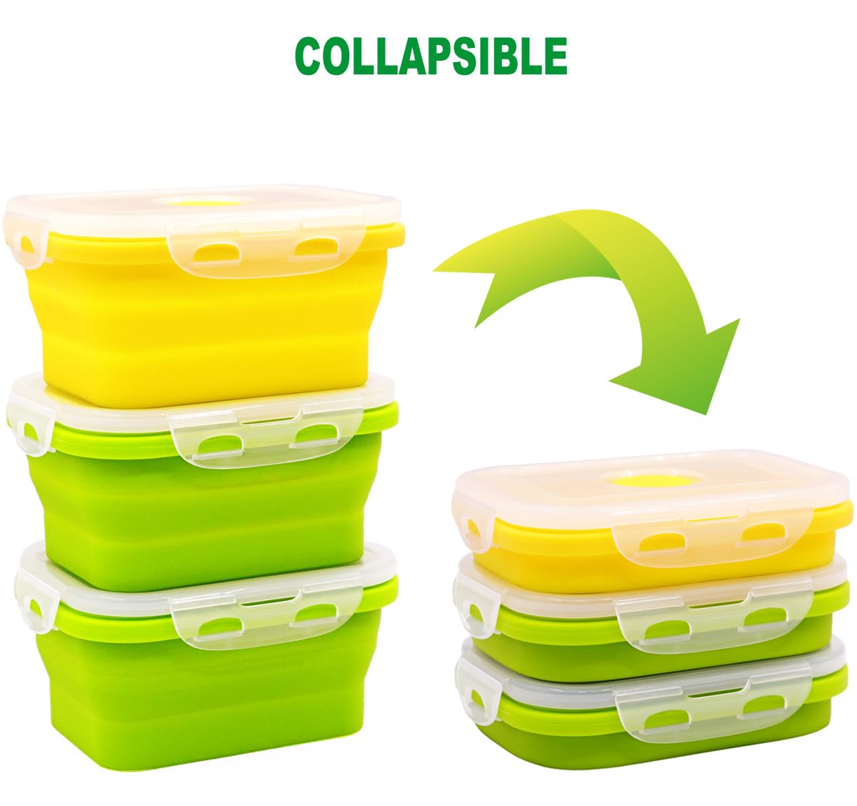 FUSMYE 3 PCS Collapsible Silicone Snack Containers Leak Proof, 11.8 oz Small Bento Box with Lids, Fruits Soups Food Storage For Kitchen, Camping, BPA Free, Microwavable