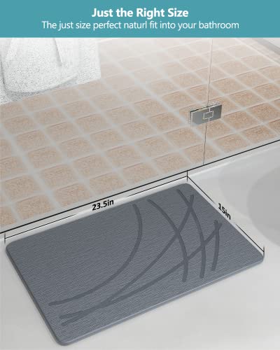 Stone Bath Mat , Diatomaceous Earth Shower Mat Nonslip Super Absorbent Quick Drying Bathroom Floor Mat for Kitchen Counter , Natural Bathroom Mat Stone Easy to Clean (23.7 x 15 .5inch)