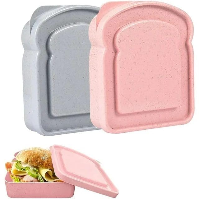 Tangseajiao 1Pc Random Color Sandwich Containers, Sandwich Box Food Storage Toast Shape Holder Plastic for Lunch, Sandwich Keeper for Adults Prep Microwave Food Containers