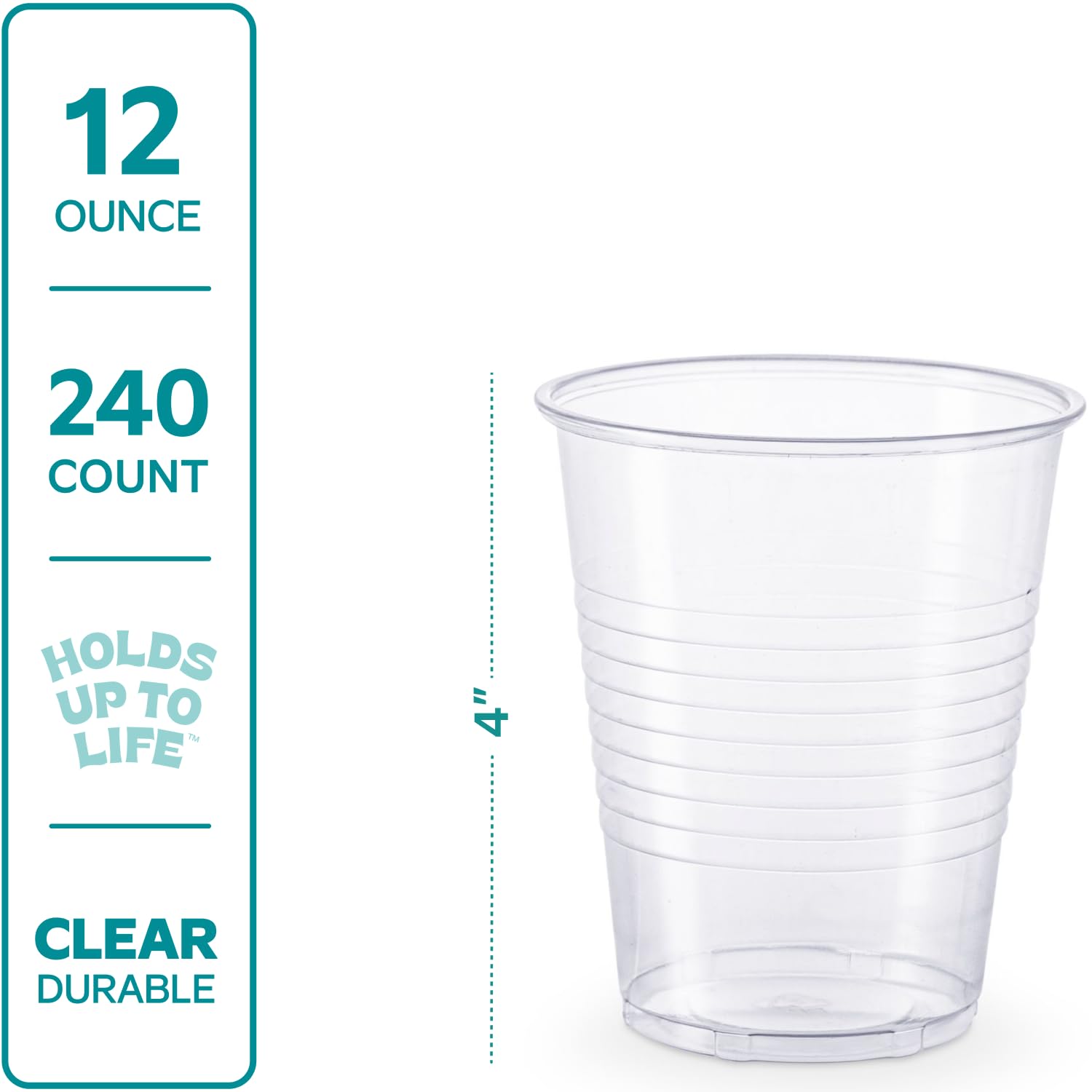 [240 Count - 12 oz.] Clear Disposable Plastic Cups - Cold Party Drinking Cups