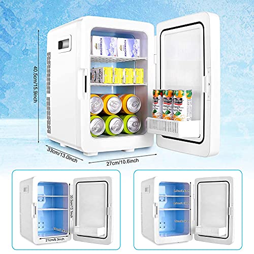 Homdox Mini Fridge, 20L Compact Skincare Fridge, 60W Portable Cooling and Heating Refrigerator for Skincare, Foods, Medications, Bedroom, Office & Car, black