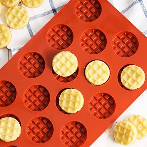 Silicone Waffle Mold Set, 2PCS/Set 18/20 Cavity Mini Silicone Waffle Mold Waffle Maker Mould, Non-stick Cake Cookie Chocolate Making Mold for Baking (C)