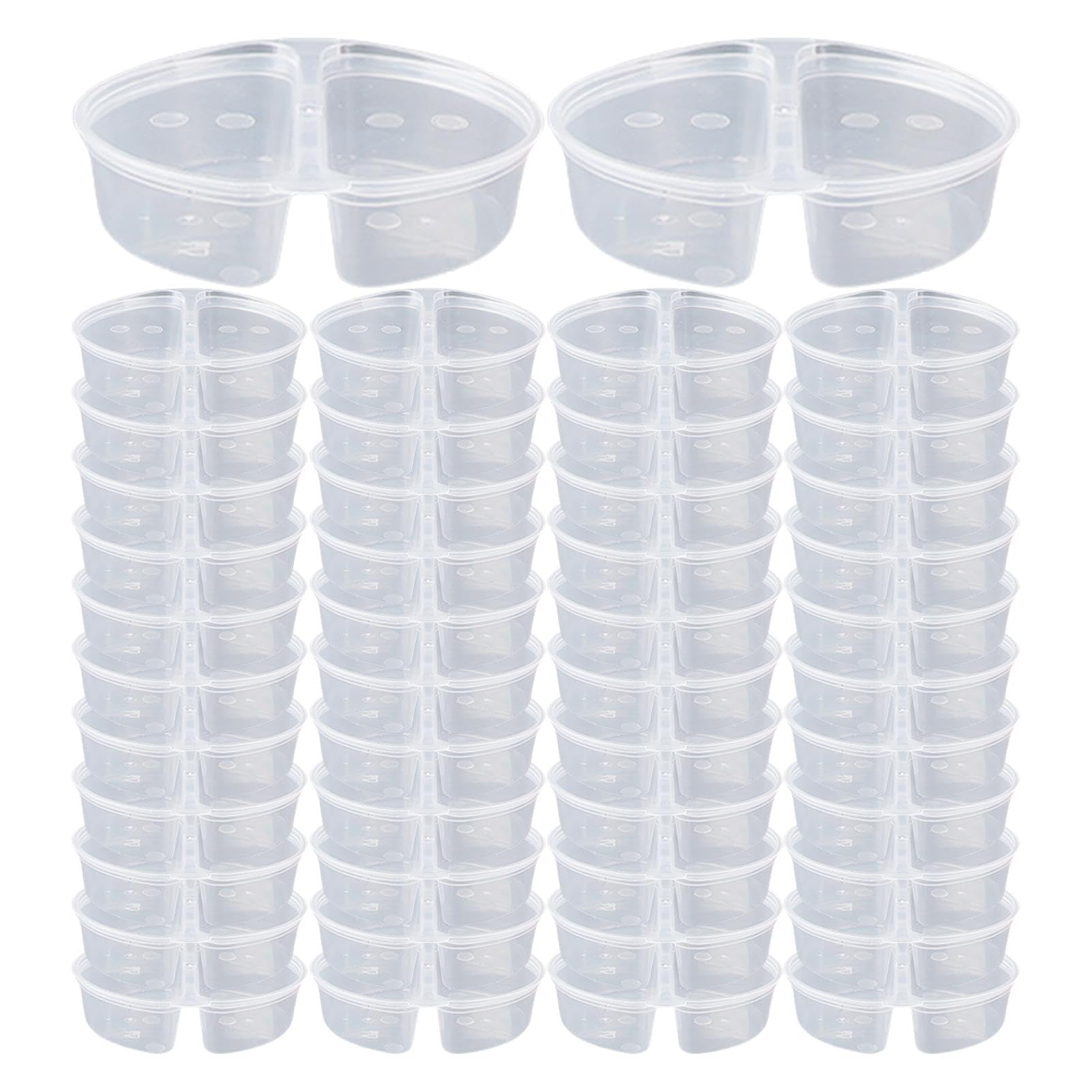 YTGOCN 100 Transparent Condiment Containers Double Condiment Containers With Hinged Lids, Small Snack Containers For Dips, Portable Seasoning Containers