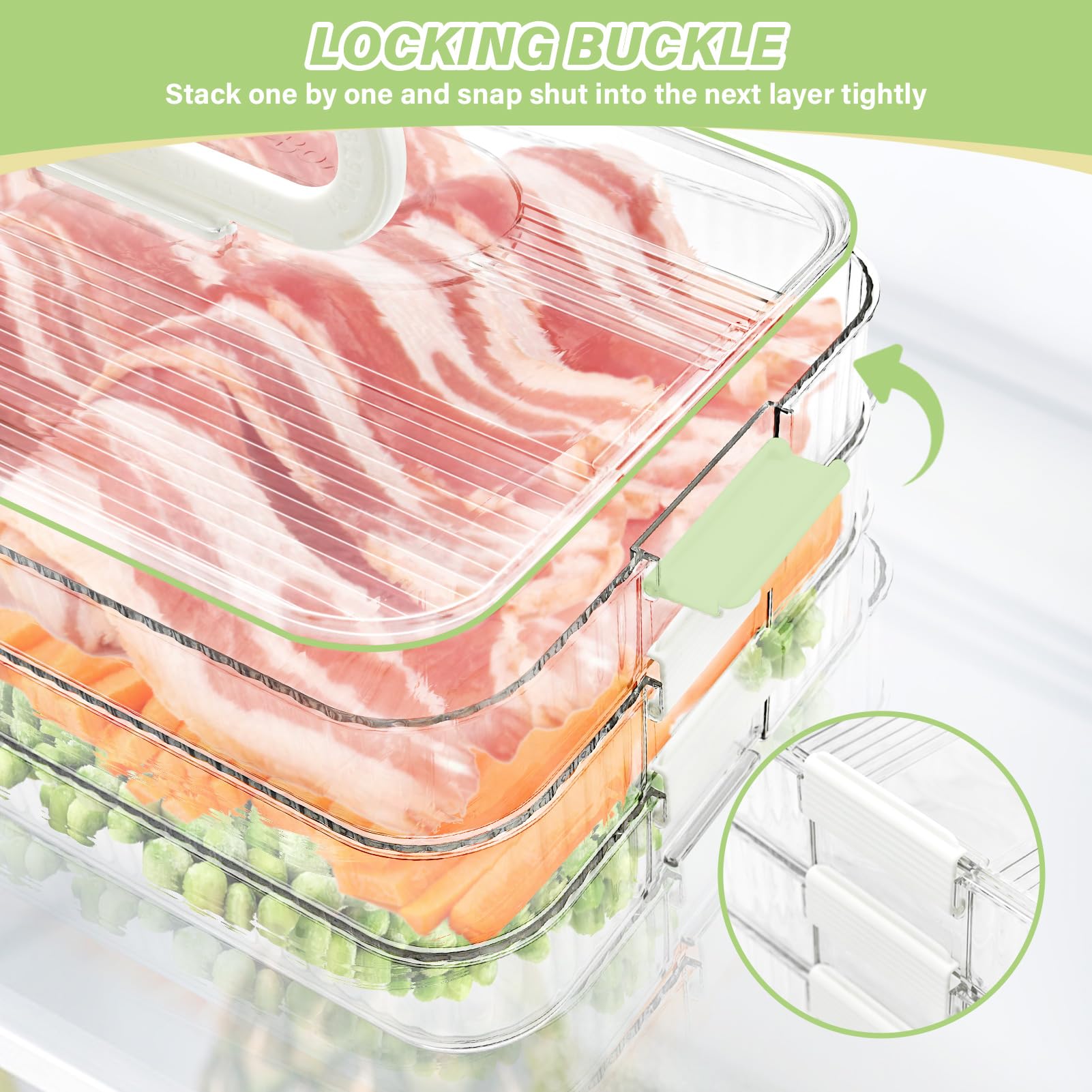 Deli Meat Container for Fridge: 3 Layer Bacon Lunch Meat Container for Refrigerator Organizers and Storage - Stackable Food Storage Boxes with Lids Cheese Keeper Box for Fridge Airtight Deli Organizer