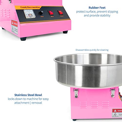 VIVO Pink Electric Commercial Cotton Candy Machine/Candy Floss Maker with Bubble Shield CANDY-KIT-1