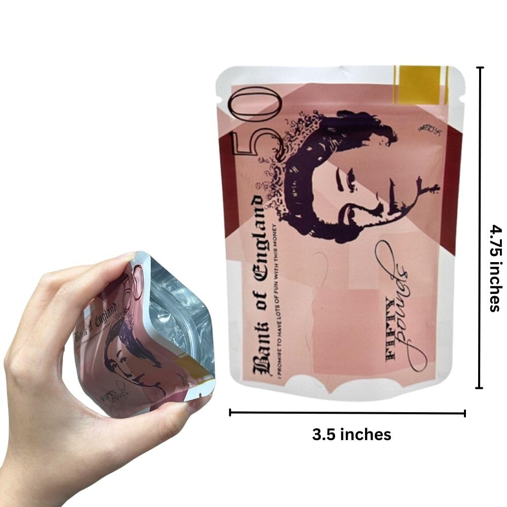 Generic 100 Pack Mylar Bags 3.5, Money Designed Bags, Resealable Storage Baggies, 3.5 Gram Snack Candy Bags, 3.5 x 4.75 inches, Red