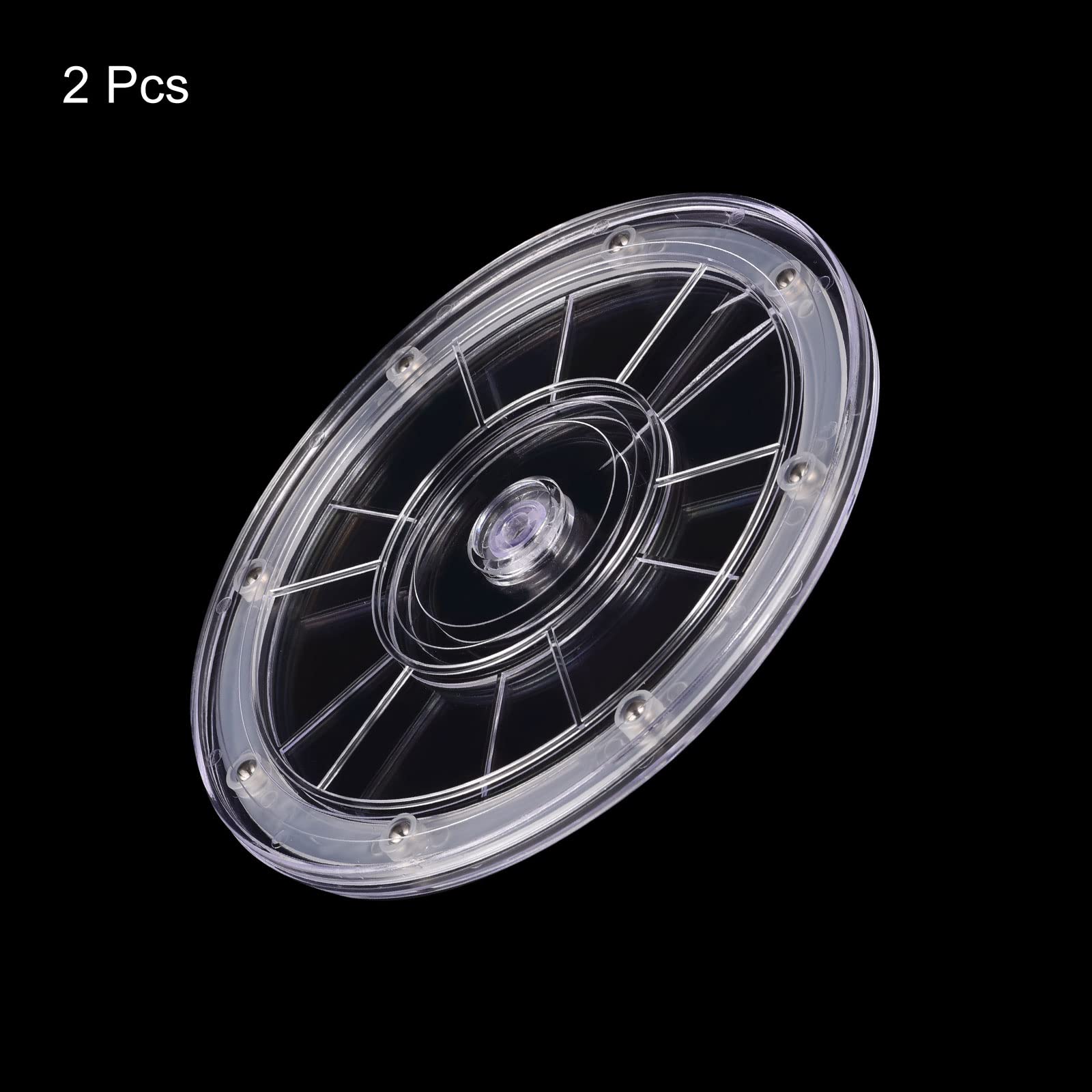 MECCANIXITY 8inch Rotating Swivel Stand with Steel Ball Bearings Lazy Susan Base Turntable for Kitchen Corner Cabinets, Clear Pack of 2
