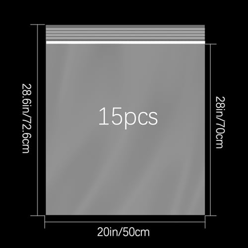 15 Pcs 20'' x 28'' Plastic Zipper Storage Bags Extra Large Plastic Bags 3.1 mil Clear Reclosable Storage Bags for storage