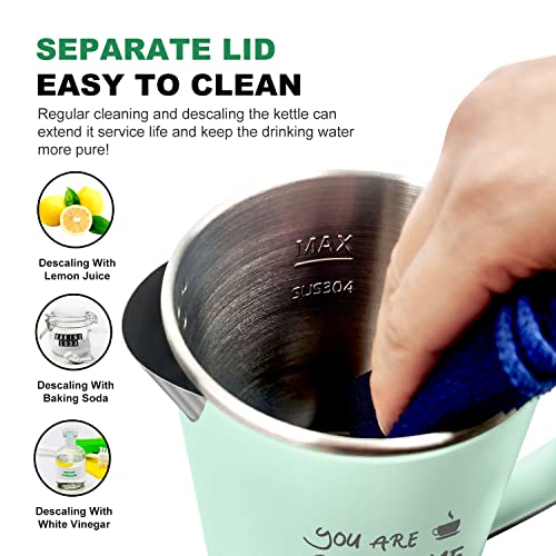 Small Electric Tea Kettle, 0.8L Portable Travel Hot Water Boiler Stainless Steel,Low Power Cordles Mini Electric Coffee Kettle Auto Shut-off,Gift For Camping, Travel, Office And Student Dormitory