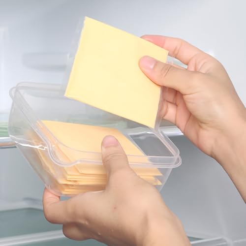 Vellsenne Sliced Cheese Container for Fridge 2 Pack - Cheese Storage Container for Fridge with Lid Cheese Saver Sliced Cheese Holder