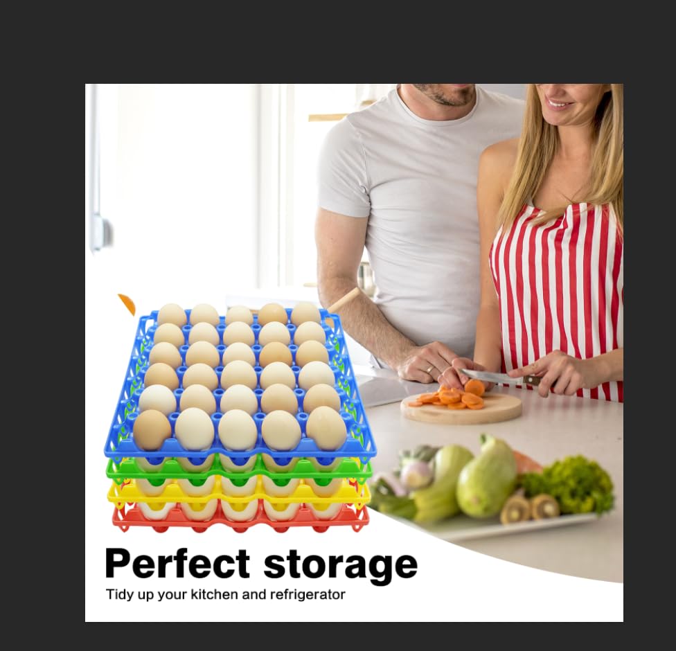 Ecjiuyi 8 Pack Bulk Egg Tray,Reusable Plastic Egg Holder,Durable Egg Cartons,Stackable 30-Egg Crates for Home Chicken Farmers Transportation Storing Sharing Selling Fresh Eggs