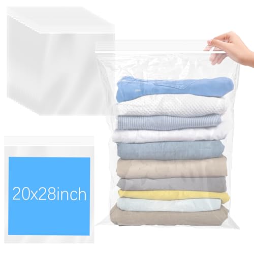 15 Pcs 20'' x 28'' Plastic Zipper Storage Bags Extra Large Plastic Bags 3.1 mil Clear Reclosable Storage Bags for storage