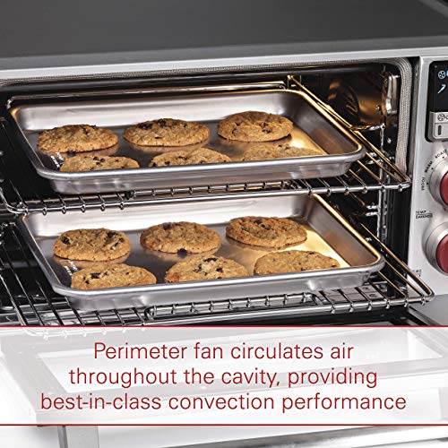 Wolf Gourmet Elite Digital Countertop Convection Toaster Oven with Temperature Probe, Stainless Steel and Red Knobs (WGCO150S)