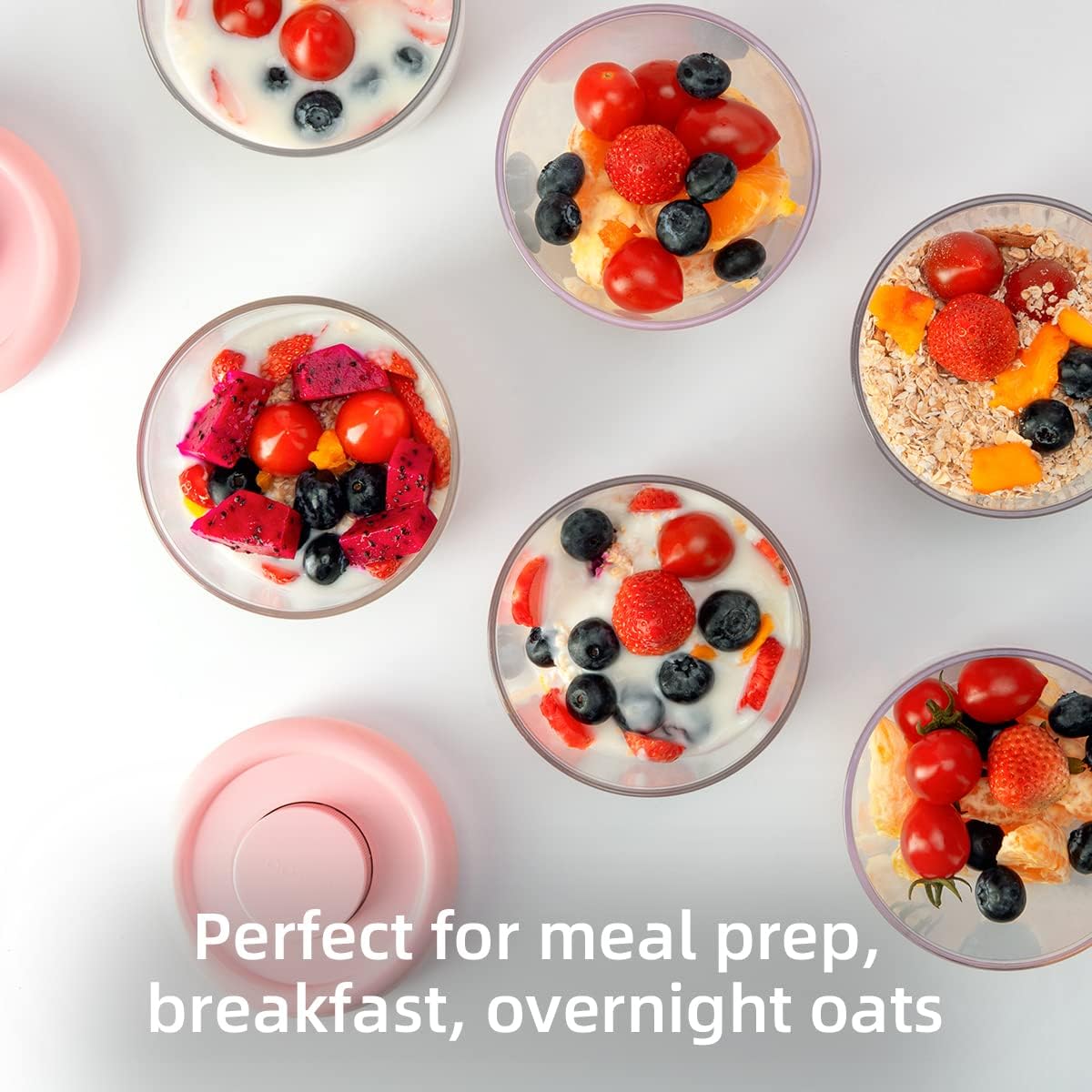 Ankou Meal Prep Containers Reusable Glass Overnight Oats Containers With Lids Pop Airtight Food Storage Containers Bowls for Breakfast Salad Leftovers Yogurt Icecream 14oz 400ml 4 Pack
