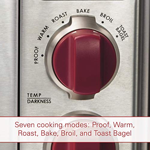 Wolf Gourmet Elite Digital Countertop Convection Toaster Oven with Temperature Probe, Stainless Steel and Red Knobs (WGCO150S)