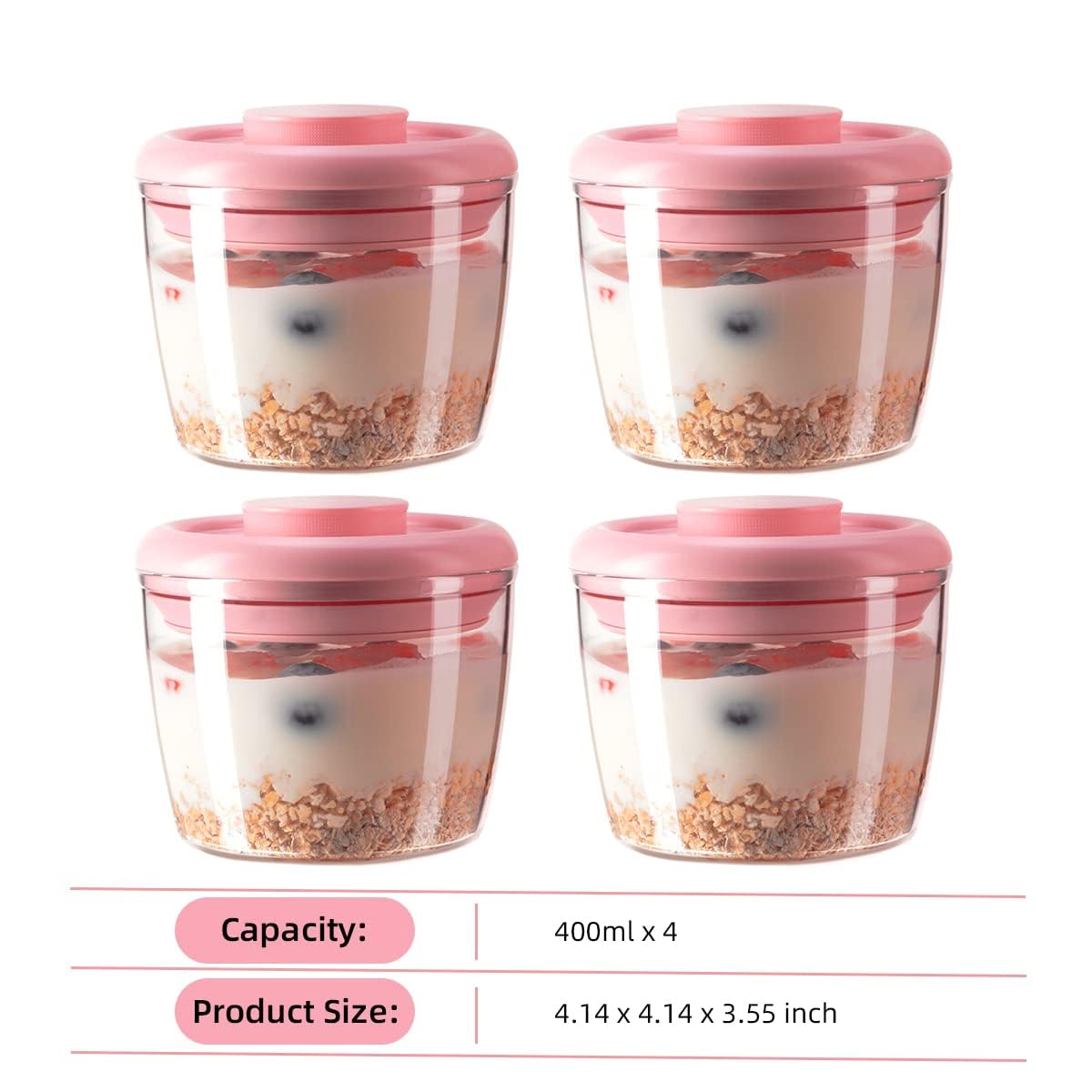 Ankou Meal Prep Containers Reusable Glass Overnight Oats Containers With Lids Pop Airtight Food Storage Containers Bowls for Breakfast Salad Leftovers Yogurt Icecream 14oz 400ml 4 Pack