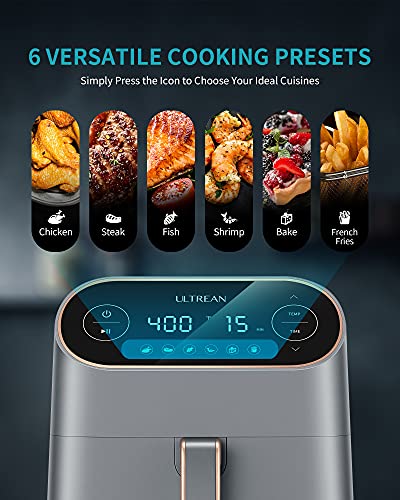 9-Quart 6-in-1 Electric Hot Air Fryer Oven, Large Family Size Oilless Cooker with LCD Touch Control Panel and Nonstick Basket - ETL Certified, 1750W