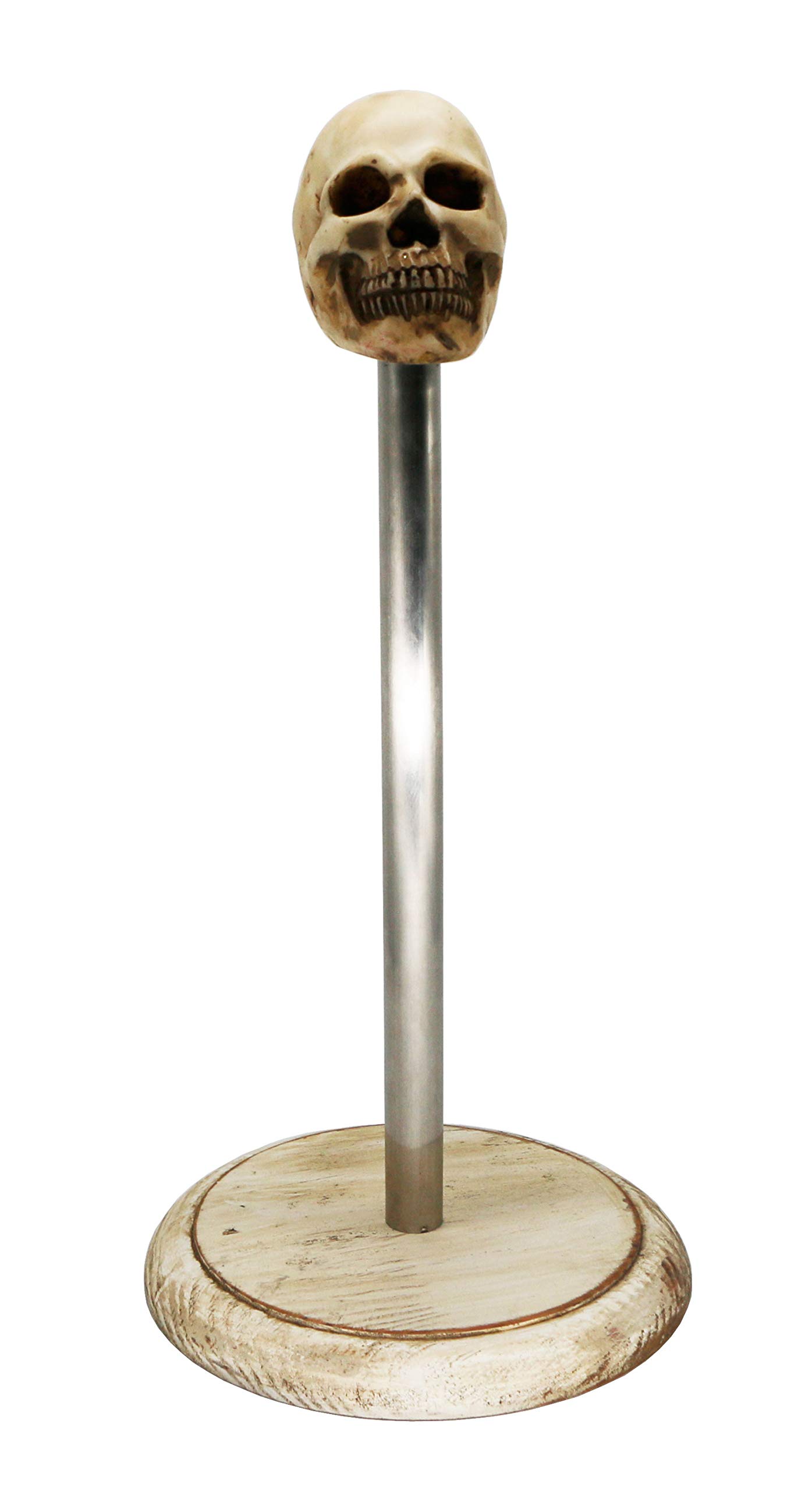 Rustic White Wood Skull Paper Towel Holder Stand Up Paper Towel Holder, Easy One-Handed Tear Kitchen Paper Towel Dispenser with Weighted Base for Standard Paper Towel Rolls ,Rustic White