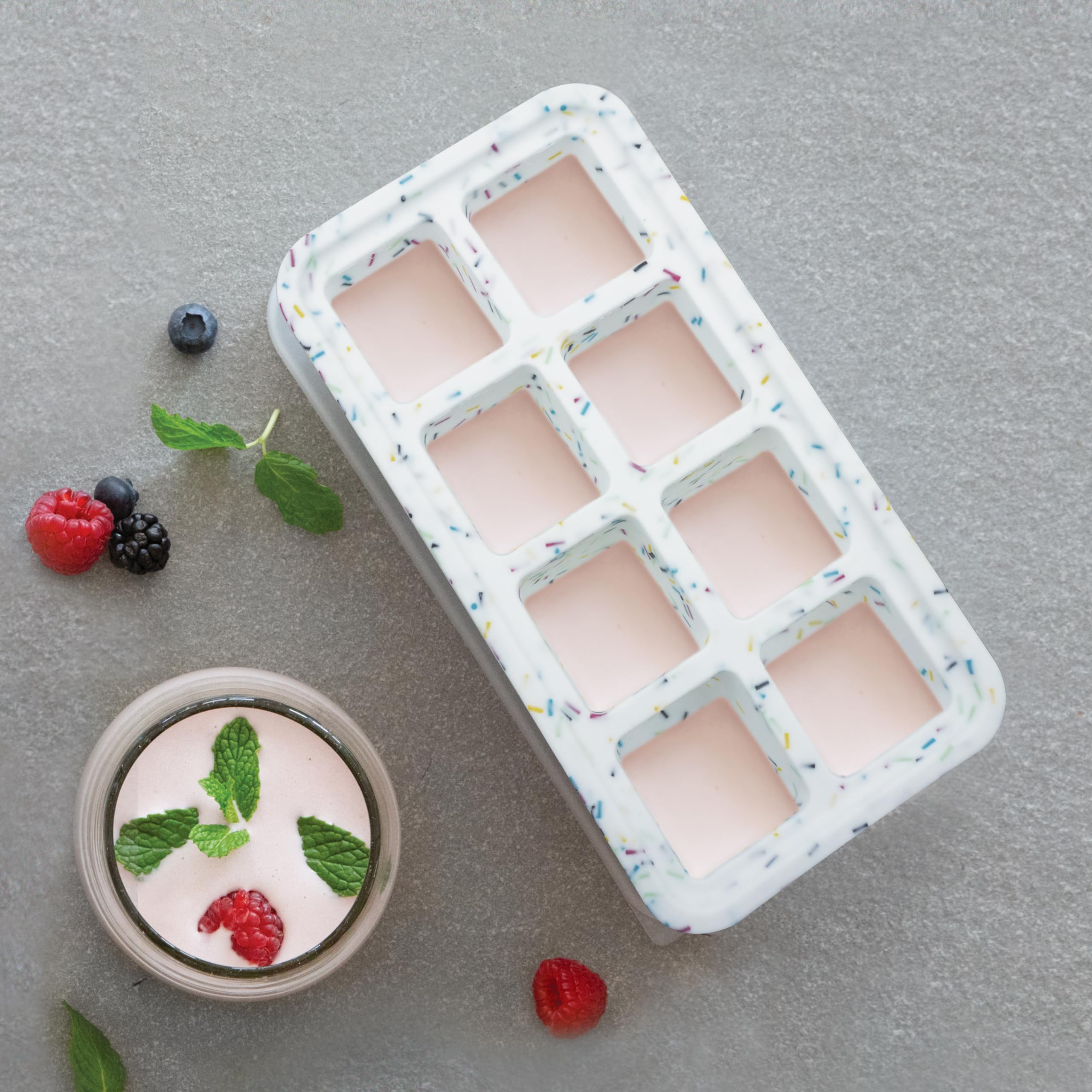 OGGI Prep & Portion Silicone Freezer Trays with Lid - Freezer Molds for Food, Ice Cube Tray, Food Prep Containers, Freezer Storage Containers, for Soup, Smoothie Cubes, Broth, Leftovers - 1/4 Cup