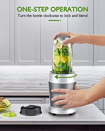 YaFex Personal Blender for Shakes and Smoothies, 700W 6-Blade Smoothie Blender for Frozen Fruit and Ice, with 1 28 Oz Travel Bottle, 1 To-Go Lid, BPA Free & Dishwasher Safe (Gray/Silver)