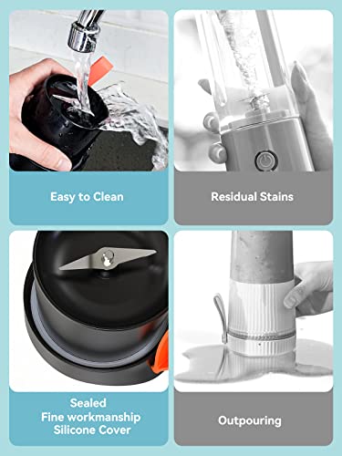 Portable Blender, Haimmy Stainless Steel Personal Blender for Smoothies and Shakes One-handed Fresh Juice Blender Cup USB Charging Mini Blender Ice Crusher for Gym, Travel, Office