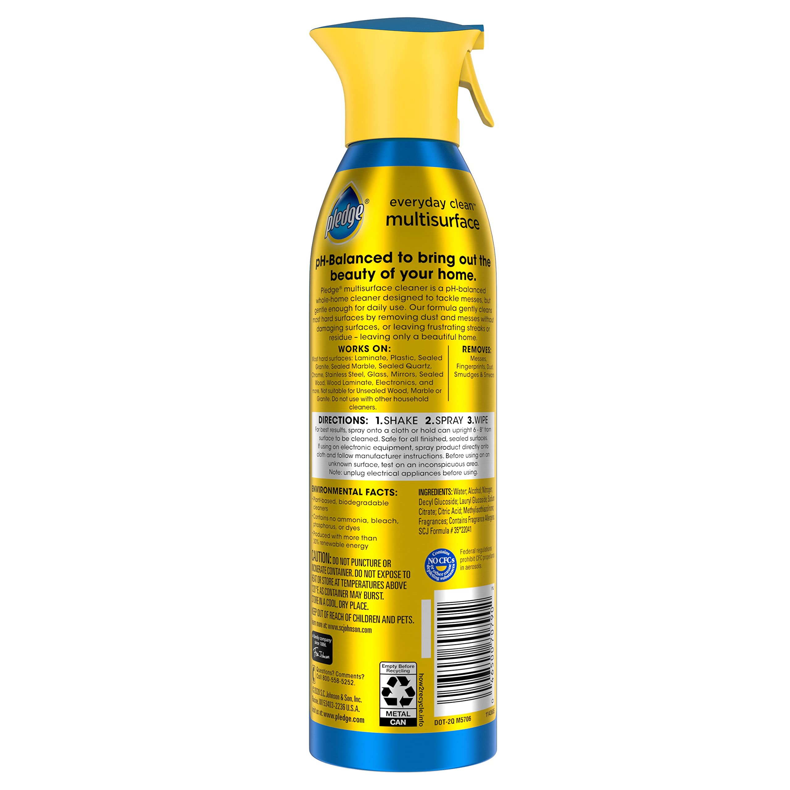 Pledge Multi-Surface Cleaner Aerosol Spray, Works on Glass Leather, Granite, Wood, Marble, Chrome, Stainless Steel, Plastic, and More, Rain Shower, 9.7 oz (Pack of 3)