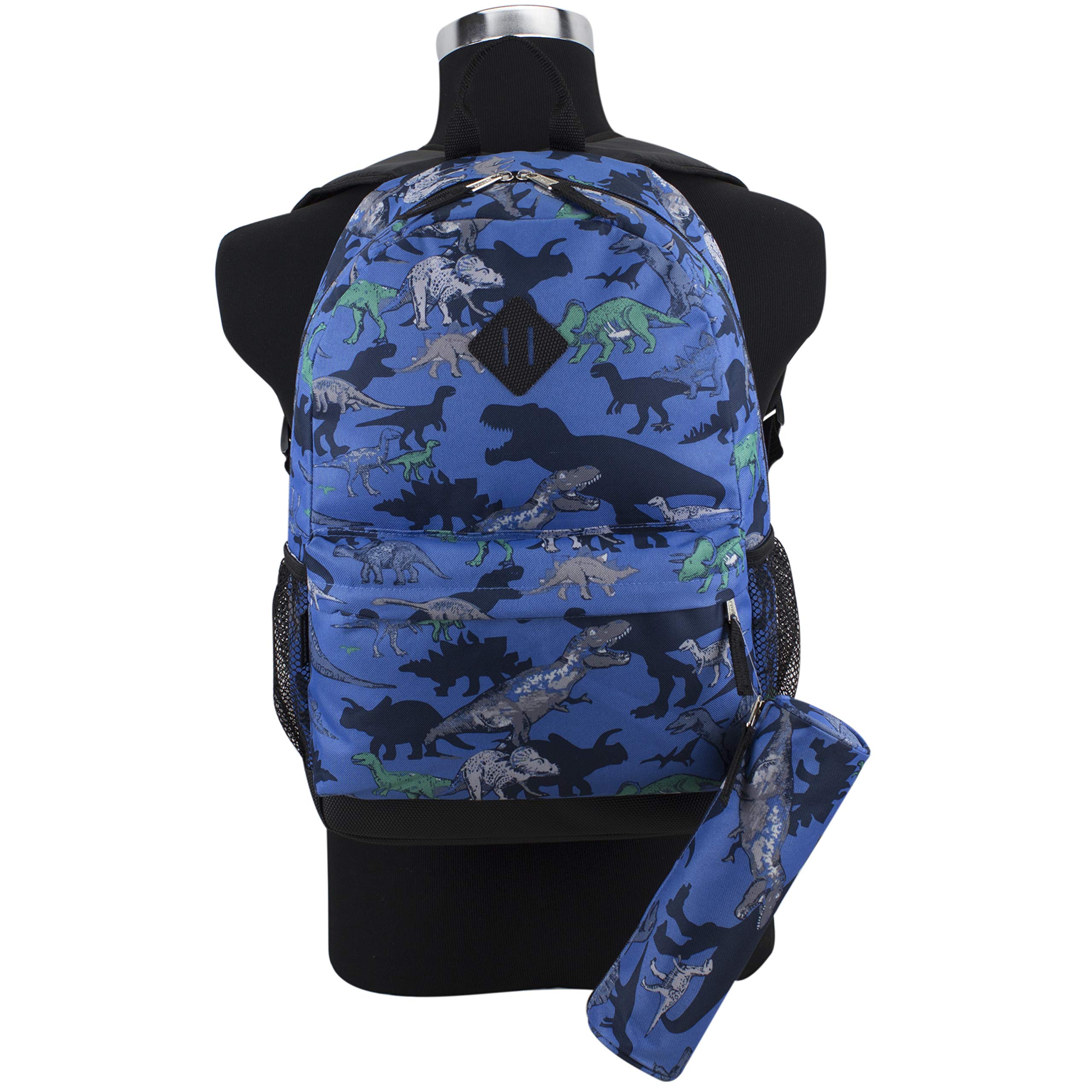 Eastsport Dome Backpack with FREE Pencil Case, Blue/Dinosaur Print