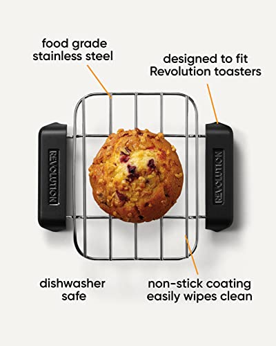 Warming Rack accessory for Revolution toasters - accessory only. Heat up croissants, buns, muffins, banana bread, pastries, cookies, soft pretzels, pizza and more with your Revolution toaster.