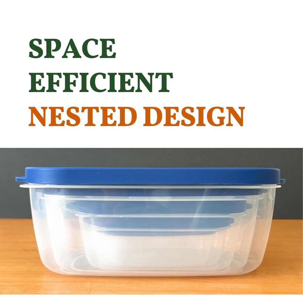 GODAGE 10-Piece Rectangle Food Storage Containers with Vented Lids, Airtight and BPA Free, Stackable, Microwave, Freezer, and Dishwasher Safe (BLUE)