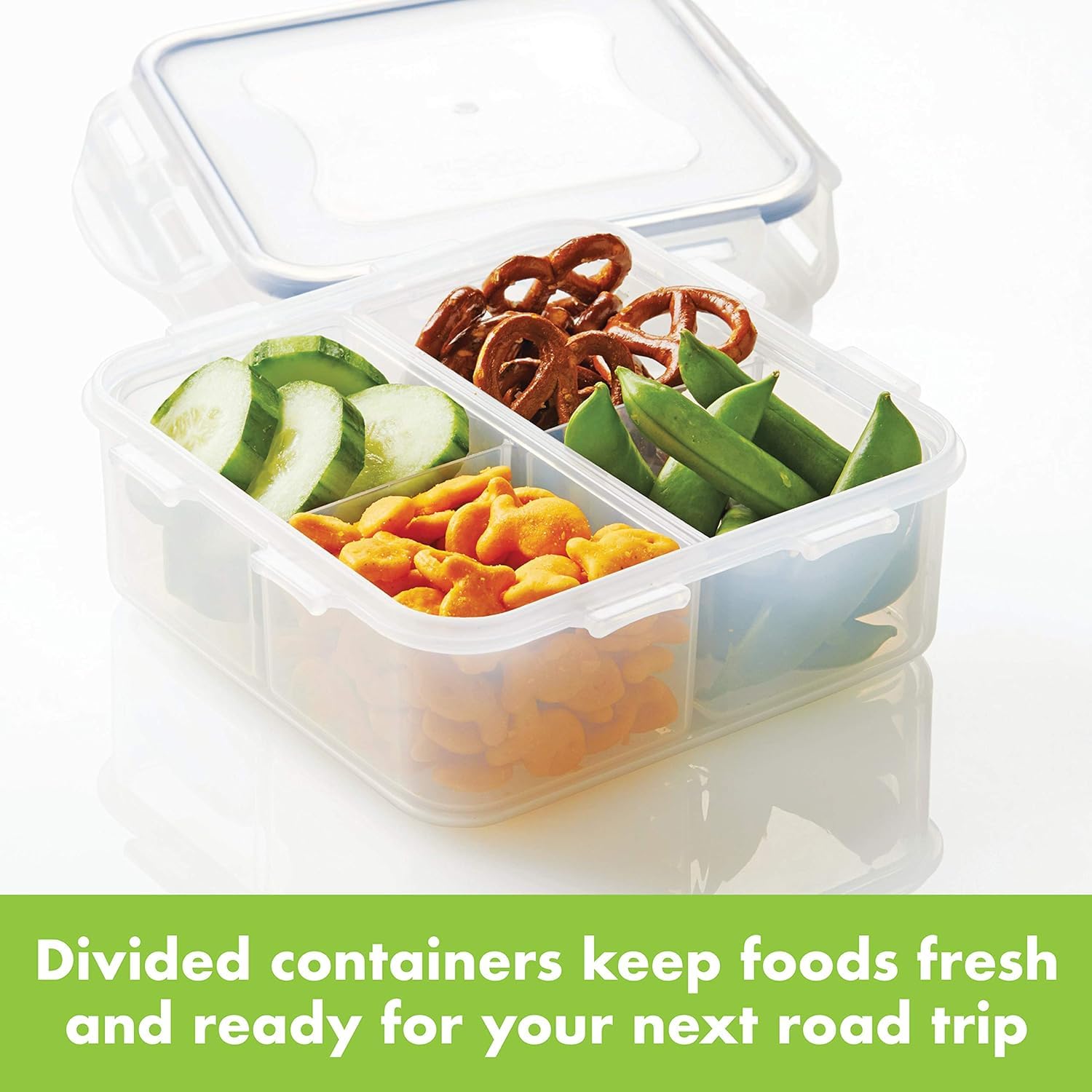 Generic 2 PACKS - LocknLock Easy Essentials Food lids/Pantry Storage/Airtight containers, BPA Free, With Dividers, 870 ml, 29oz, clear, Transparent, 2XHPL823C