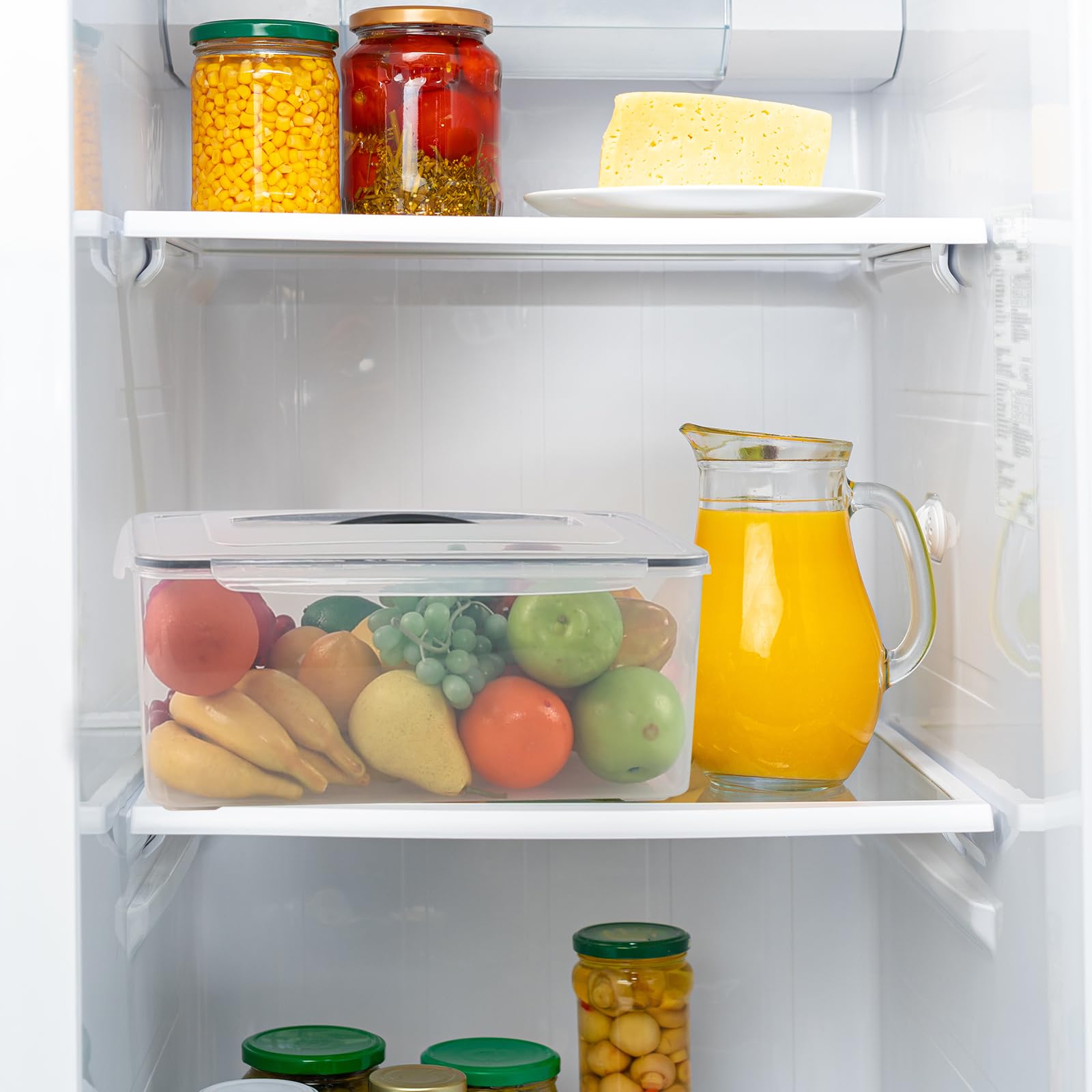Dehouse 15 L Airtight Rectangular Food Storage Container with Top Handle, Set of 4 Plastic Clear Food Storage Container with Latch Clip