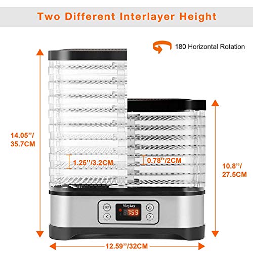 8 Trays Food Dehydrator Machine, Dehydrators for Food and Jerky, Food Dehydrator Machine with Fruit Roll Sheet for Meat, Herbs, Upgraded Digital Timer and Temperature Control | BPA Free | 400 Watts