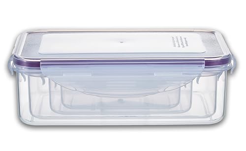 SnapMate - Set of 4 Rectangle Nesting Food Storage Containers - Reusable, BPA Free Plastic, Snap Lock Lids With a Leakproof Silicone Seal. Great for Snacks, Soup, Fruit, Salad and Food Storage
