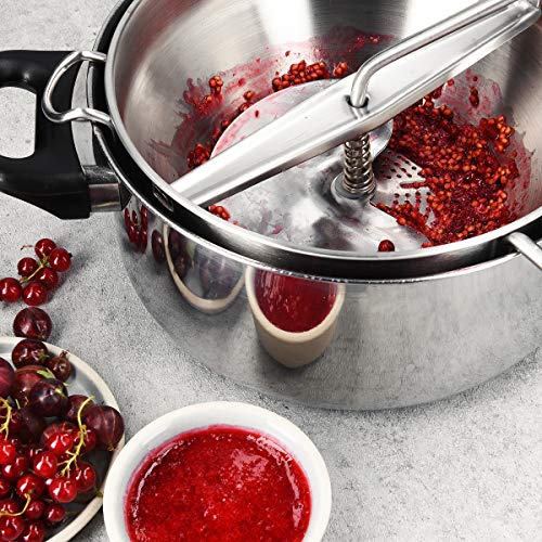 Navaris Stainless Steel Food Mill - Rotary Food Mill Vegetable Strainer Potato Masher Grinder with 3 Milling Discs, 1 Quart Capacity - Dishwasher Safe