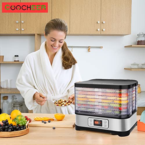 8 Trays Food Dehydrator Machine, Dehydrators for Food and Jerky, Food Dehydrator Machine with Fruit Roll Sheet for Meat, Herbs, Upgraded Digital Timer and Temperature Control | BPA Free | 400 Watts