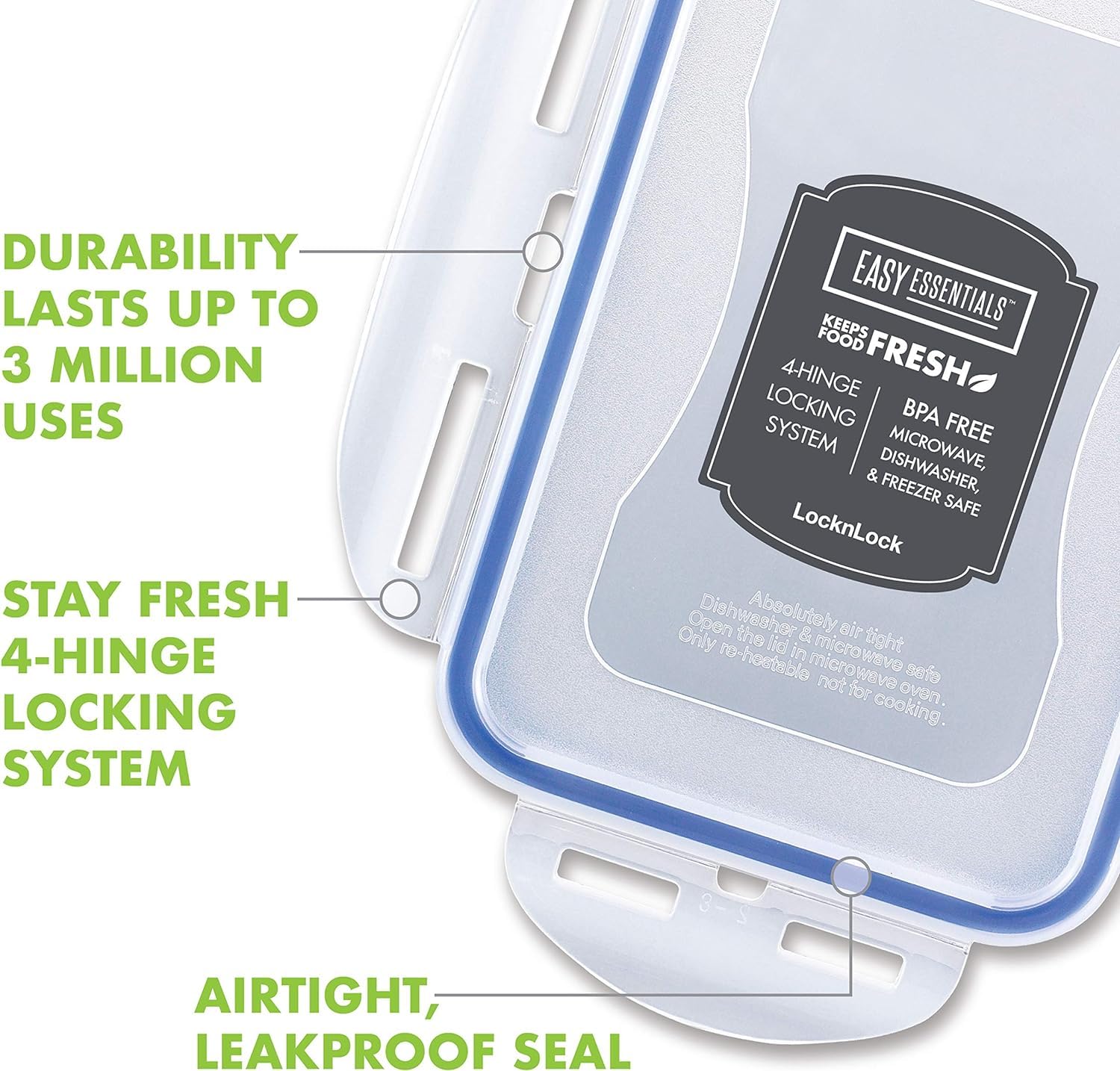 Generic 2 PACKS - LocknLock Easy Essentials Food lids/Pantry Storage/Airtight containers, BPA Free, With Dividers, 870 ml, 29oz, clear, Transparent, 2XHPL823C