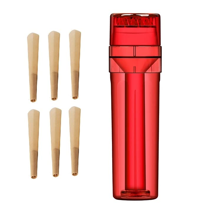Multifunctional Herb Grinder,Transparent Cone Grinder for Herbs,Come With 6 Cones (Red)